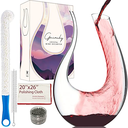 Gnimihz Wine Decanter - Handmade Lead-free Crystal Swan-neck Decanter, Elegant and Effective Wine Accessories, Wine Gifts, 1500ml