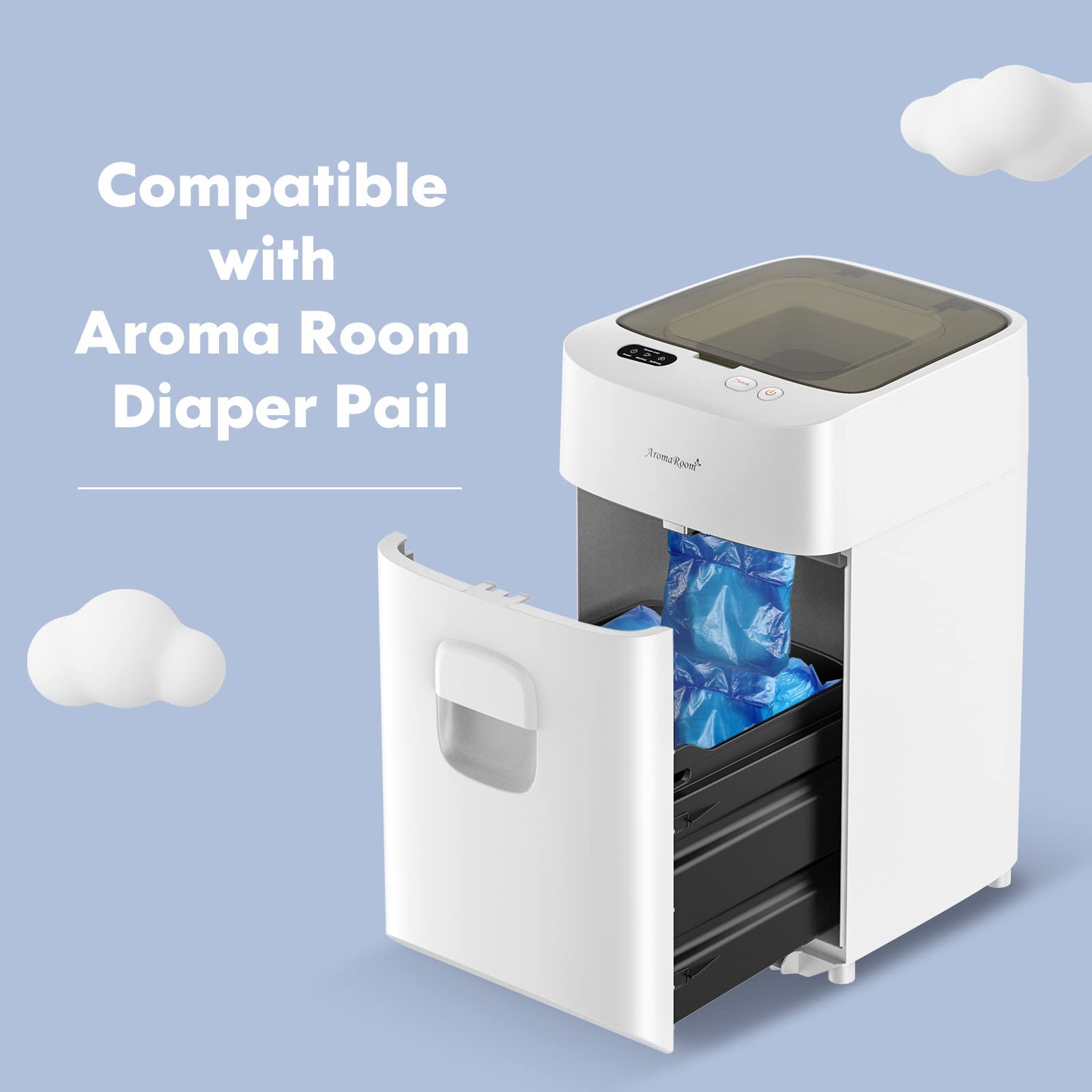 AromaRoom Electric Diaper Pail & Diaper Pail Refills bag, 3 Rolls (Standrad Size 135 Count,) & 3 Rolls (Large Size 108 Count)