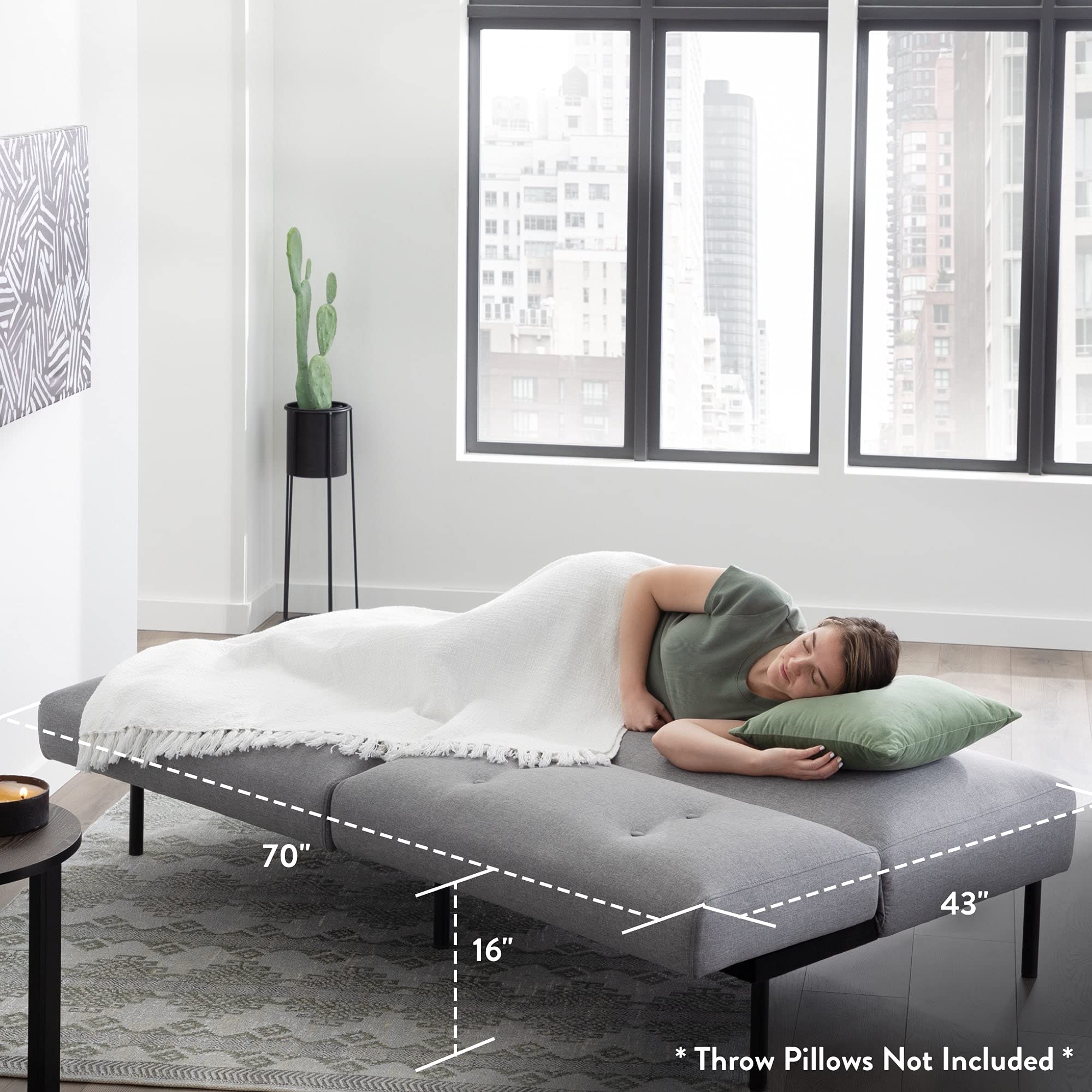 Edenbrook Gilman Futon - Futon Sofa Bed - Futon Couch - Small Futon - Living Room Furniture - Armless Sofa Bed Couch - Sleeper Sofa β Gray Linen Futon