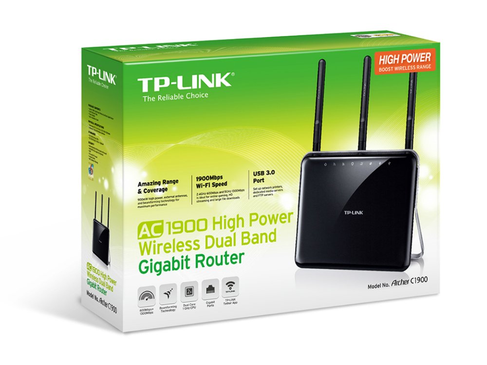 TP-Link AC1900 High Power Wireless Wi-Fi Gigabit Router, Ideal for Gaming (Archer C1900)