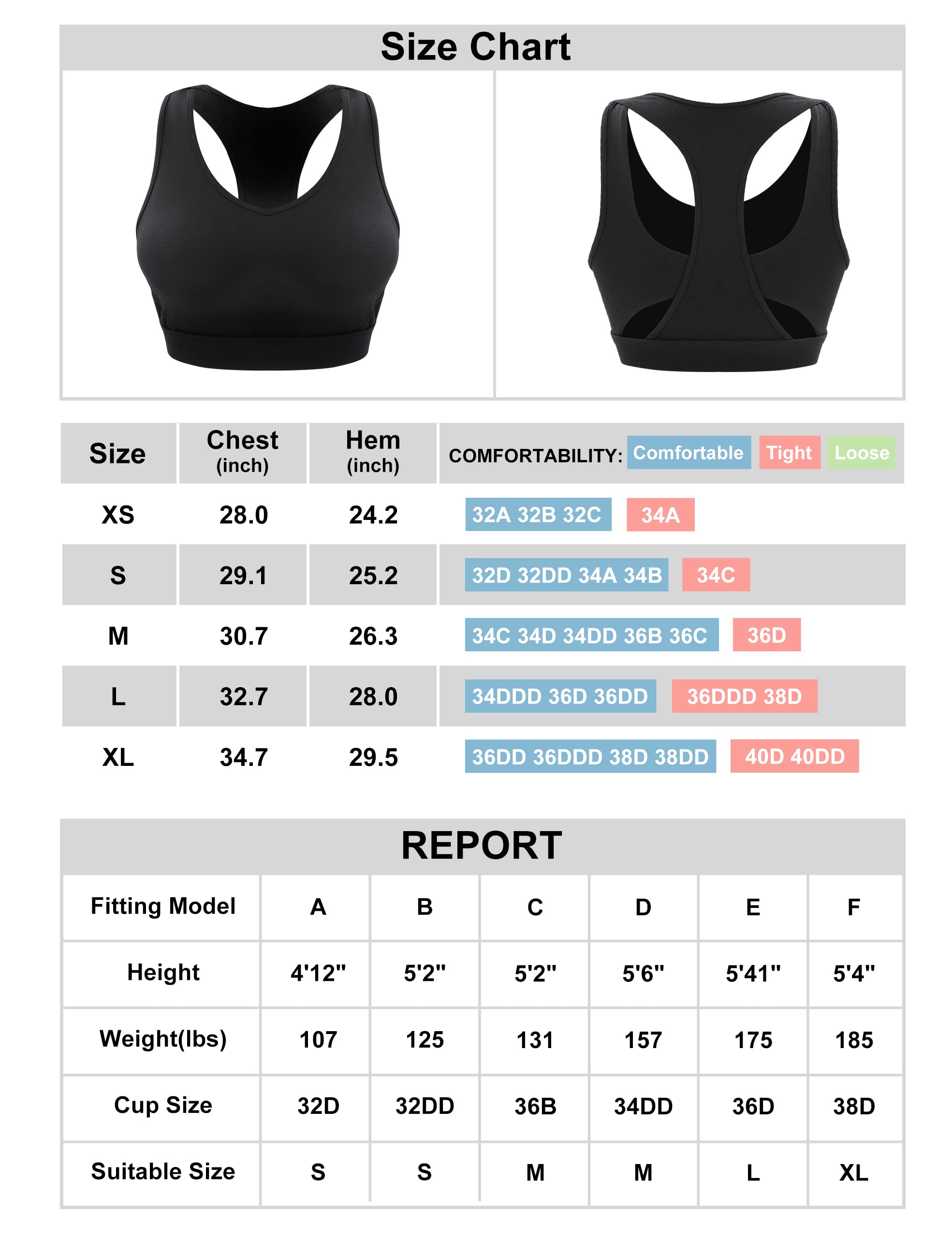 BMJL Sports Bra for Women Crisscross Back Sport Bras Medium Support Workout Yoga Bra with Removable Cups (Black, M)