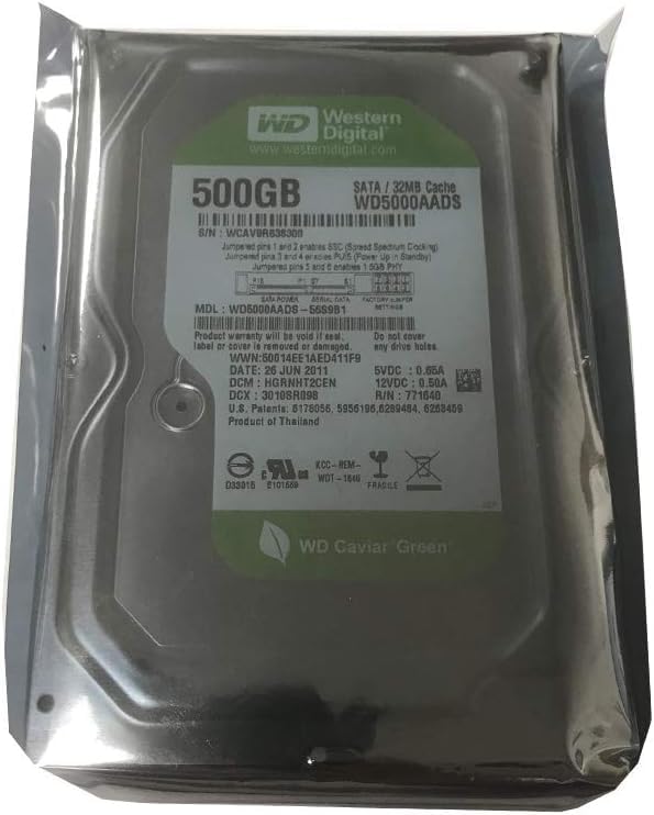 Western Digital 500 GB Caviar Green SATA 3 Gb/s Intellipower 32 MB Cache Bulk/OEM Desktop Hard Drive - WD5000AADS