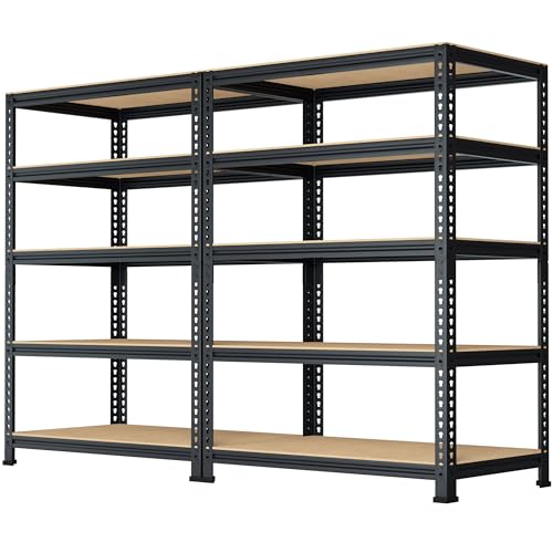 CFSAFK Storage Shelves 5 Tire, Adjustable Metal Storage Shelving, Heavy Duty Shelf for Garage,1400lbs, 32" W x 16" D x 63" H, 2 Pack