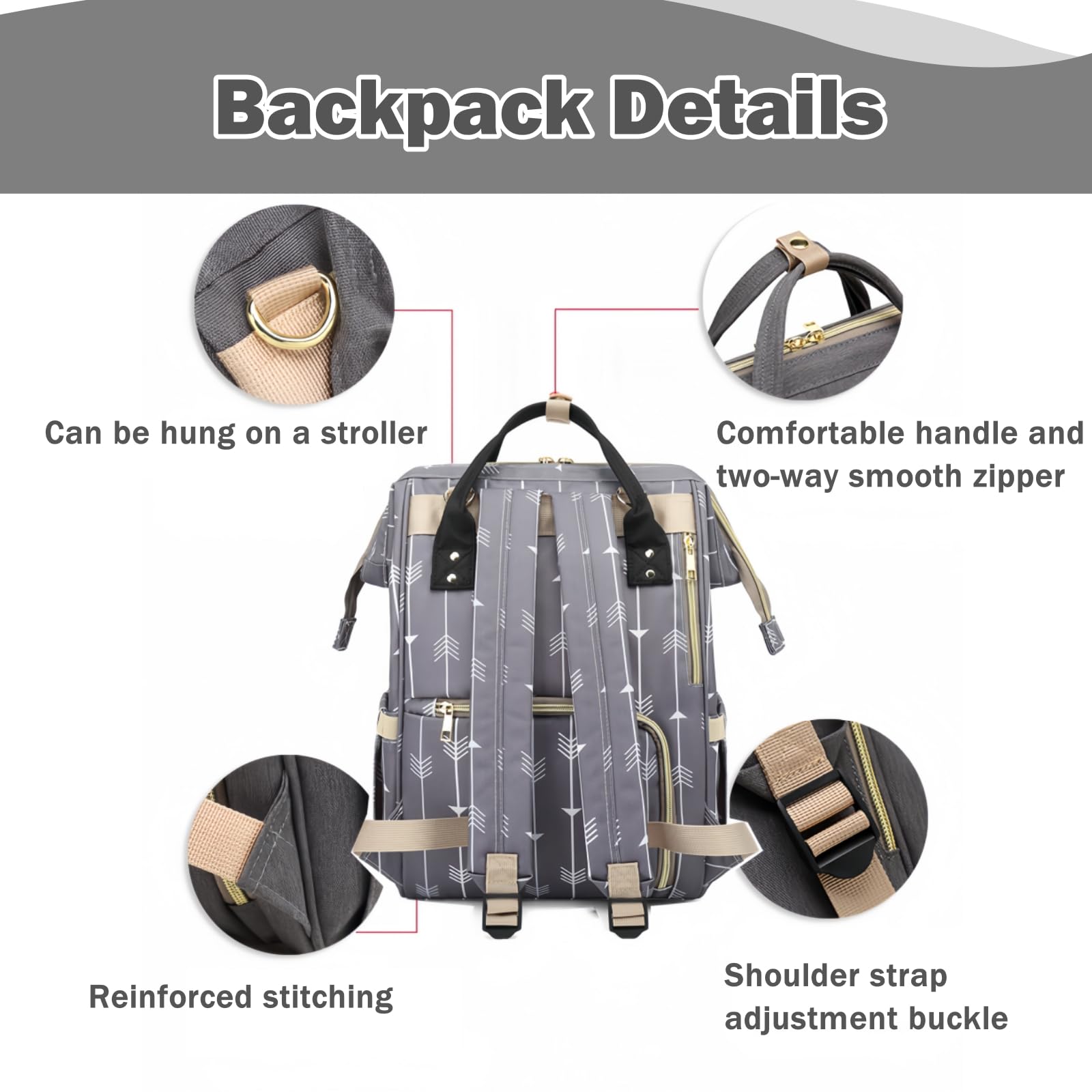 Armbq Flamingo Multi-Function Diaper Bag for Baby Care Travel Backpack Wide Open Nappy Bags Handbags Large Capacity Blue