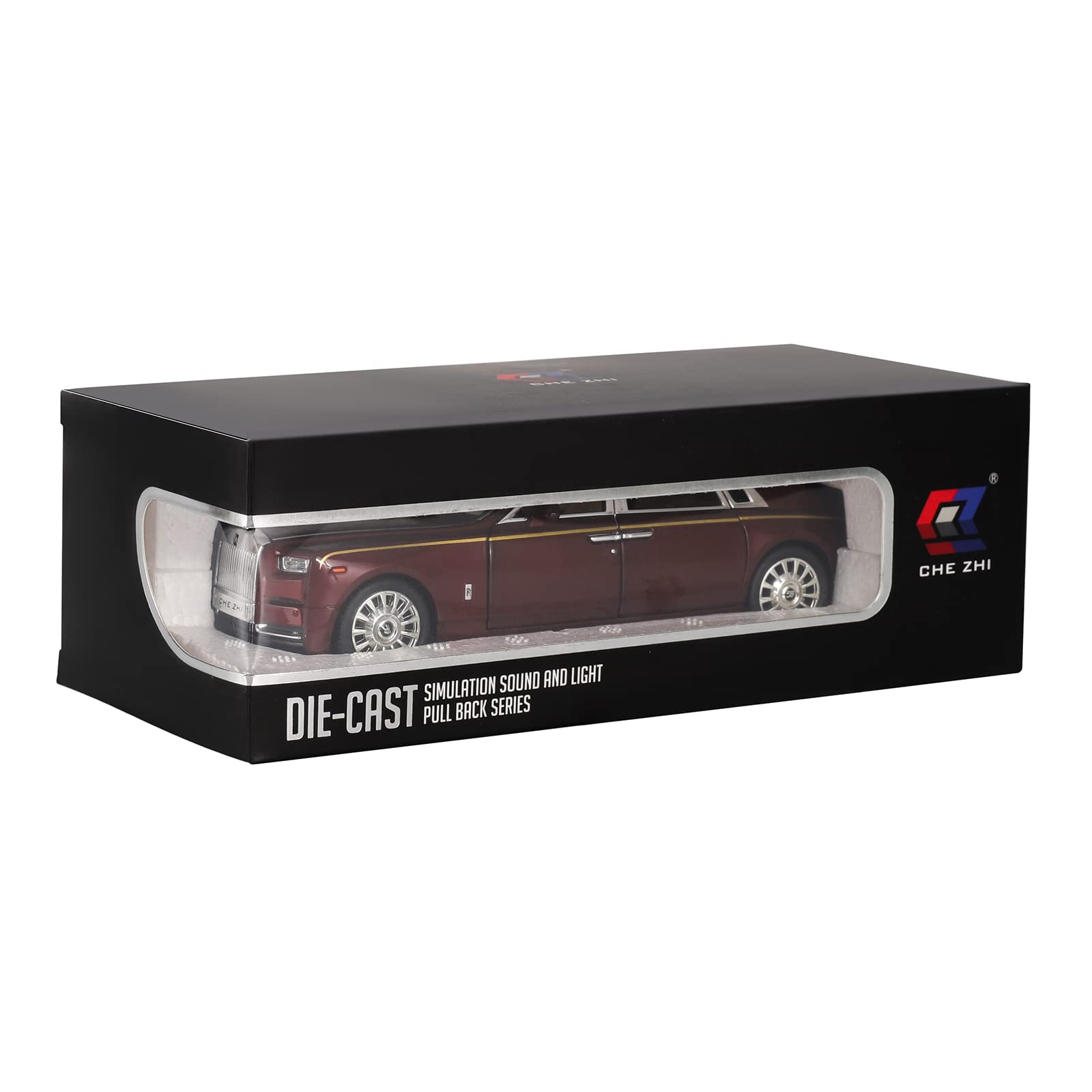 MYJJTYS Toy Car Rolls-Royce Phantom 1/24 Metal Die Casting Model Car for 3 4 5 6 7 Year Old boy Toy with Sound and Light,Classic Car Door Design, Car Logo Can be Folded(red)