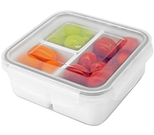 carrotez Food Storage Containers, 3 Compartment Portion Control Container, Snack Container for Adults, Microwave safe, BPA Free, Reusable, 2.4 Cup (570ml)