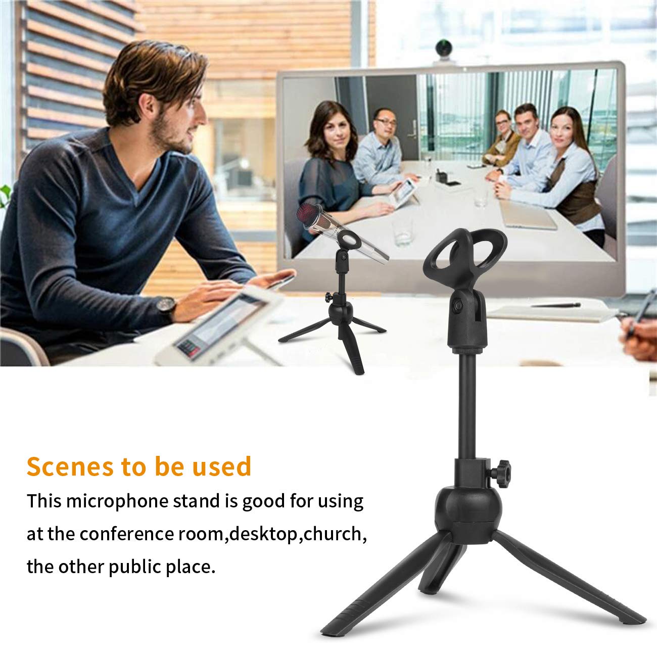 Bomaite L7 Mini Desktop Holder Table Tripod Mount Zinc Alloy Lightweight Bracket Practical Adjustable Portable Microphone Stand with Clamp