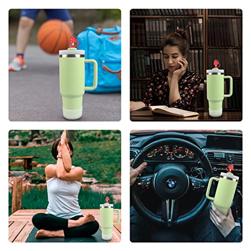 Cup Accessories for Stanley 40 Oz Tumbler with Handle & Lid, 6pcs Reusable Straws & 2pcs Silicone Boot with Cleaner Brush and 4pcs Straw Cover Cap for Stanley Adventure Quencher Travel 20-40oz