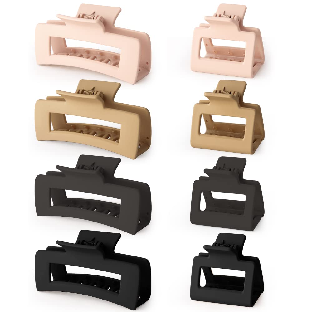 Bmobuo Large Claw Clips 8Pcs & Small Clips 2Pcs for Women, Hair Clips for Thick Hair, Neutral Matte, Non-slip Hair Accessories, Size Fits All, Plastic & Alloy for Ladies and Girls