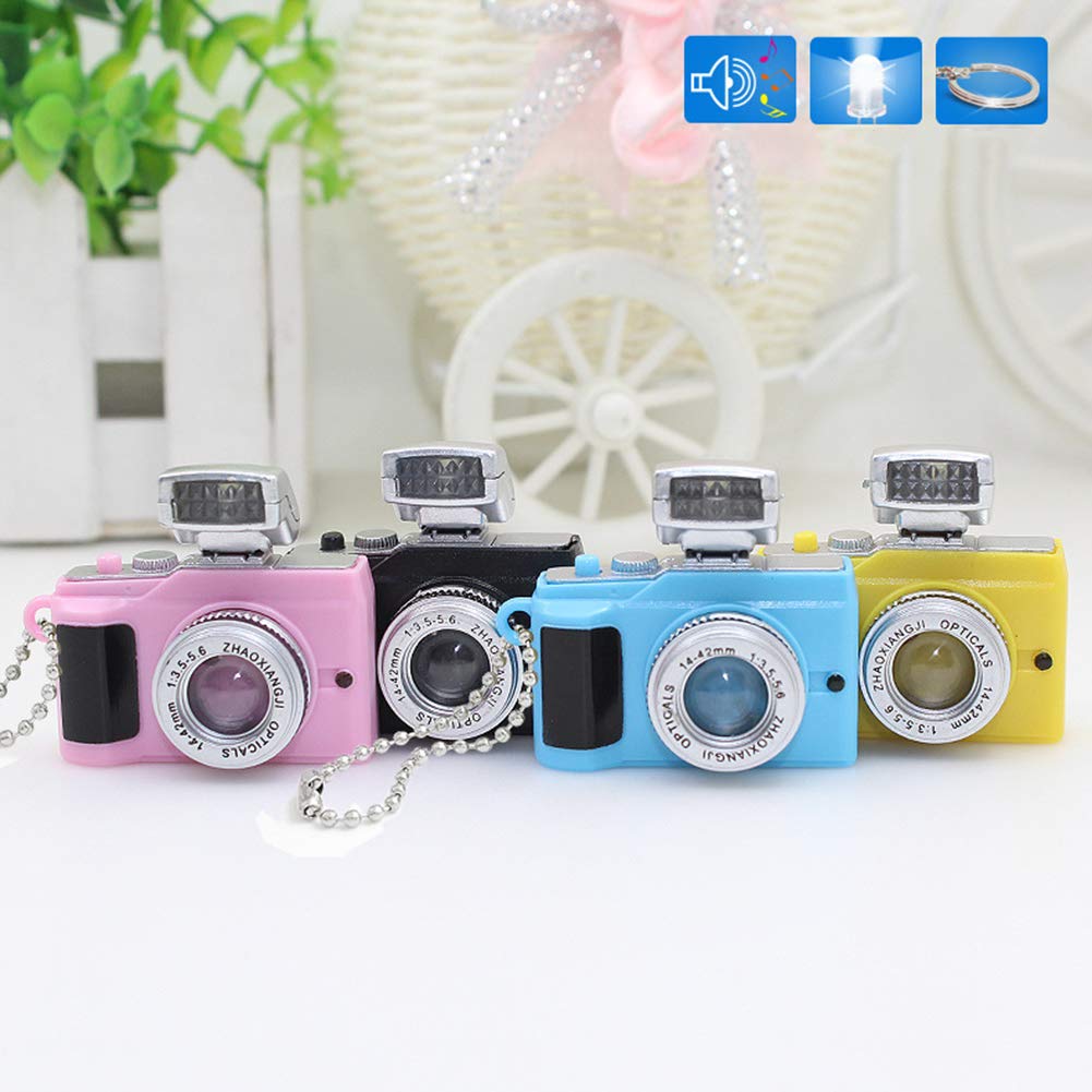 Mini Camera LED Keychain Key Ring Toy with Flashlight Sound Bag Phone Pendant,Perfect Child Intellectual Toy Gift Set Black