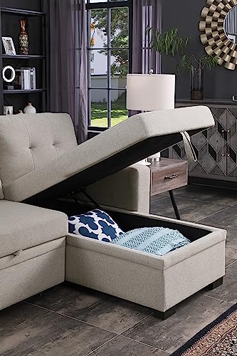Devion Furniture Enzo Sleeper Sofa for Living Room, Apartment, Dorm Sofabed Sectional, Light Gray