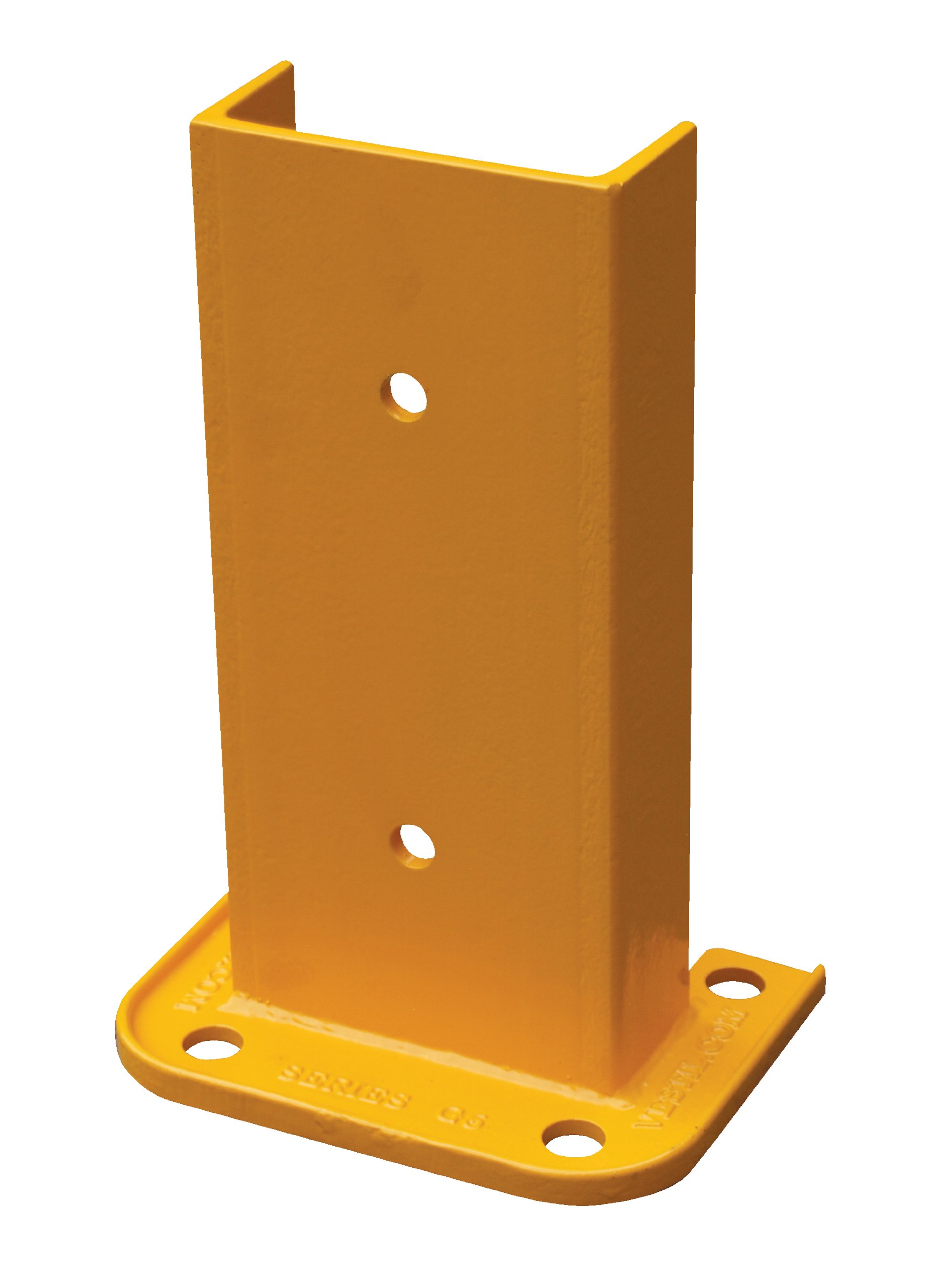 Vestil G6-12 Structural Steel Rack Guard, 4 Mounting Holes, 12-1/4" Height, Base Measures 8-1/16" x 6", Safety Yellow