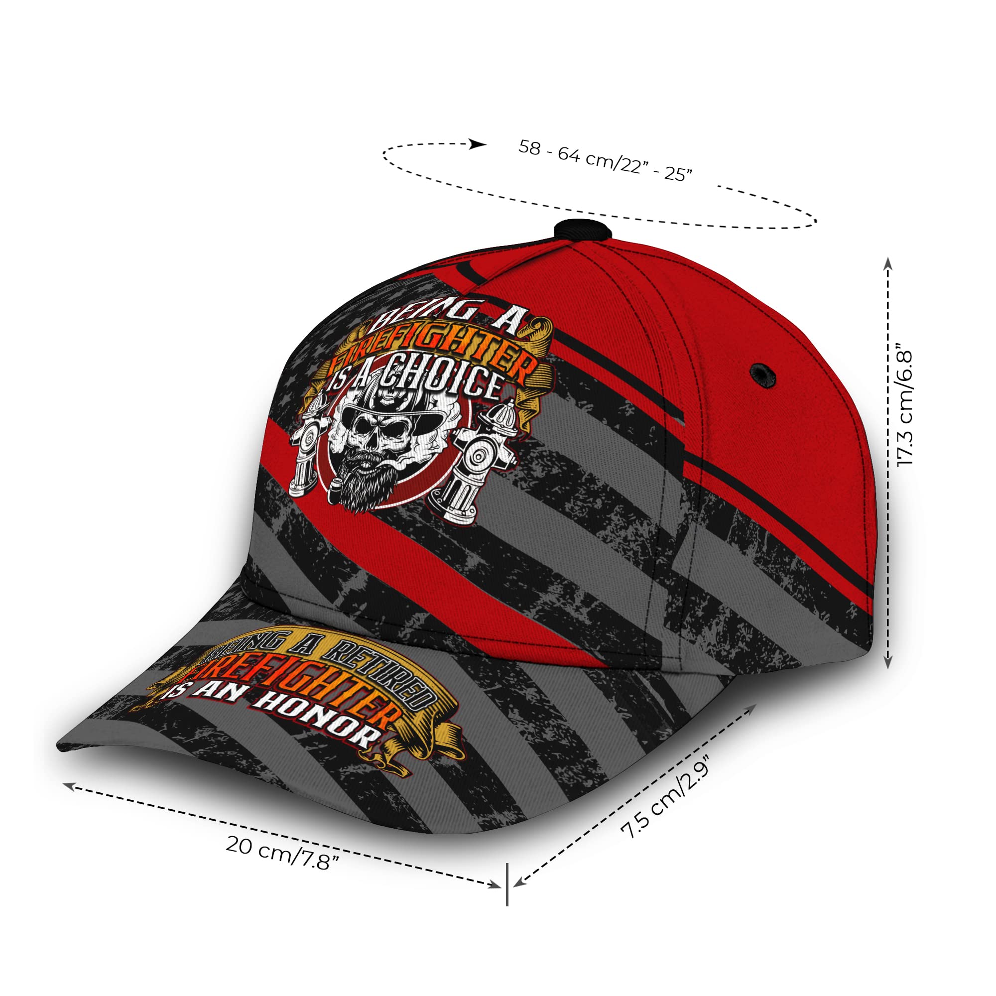 Being A Firefighter is A Choice Being A Retired Firefighter is Honor Adjustable Baseball Caps Mens Unisex Style Headwear Multi