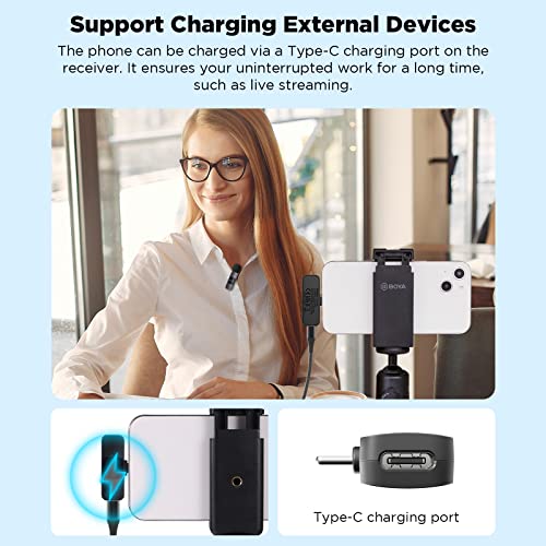 BOYA Wireless Lavalier Lapel Microphone for iPhone iPad - Mini Omnidirectional Condenser Video Recording Mic for Interview Podcast Vlog YouTube Live Stream