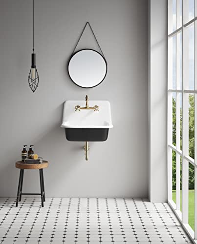 Kingston Brass GCLWS22187 Petra Galley 22" x 18" Cast Iron Wall Mount Utility Sink, White