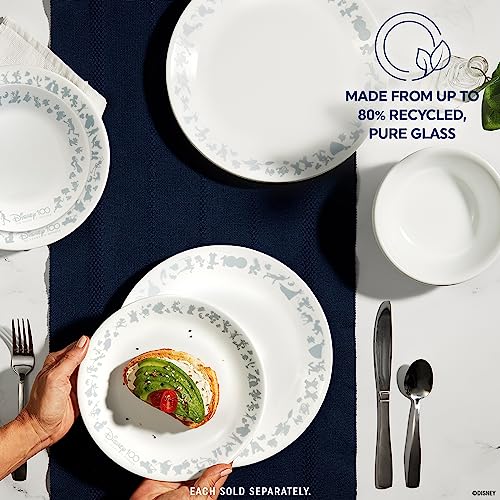 Corelle Vitrelle Micky Mouse 4-PC Appetizer Plates Set, 6.75" Dinnerware Glass Plates for Appetizers, Disney Commemorative Series