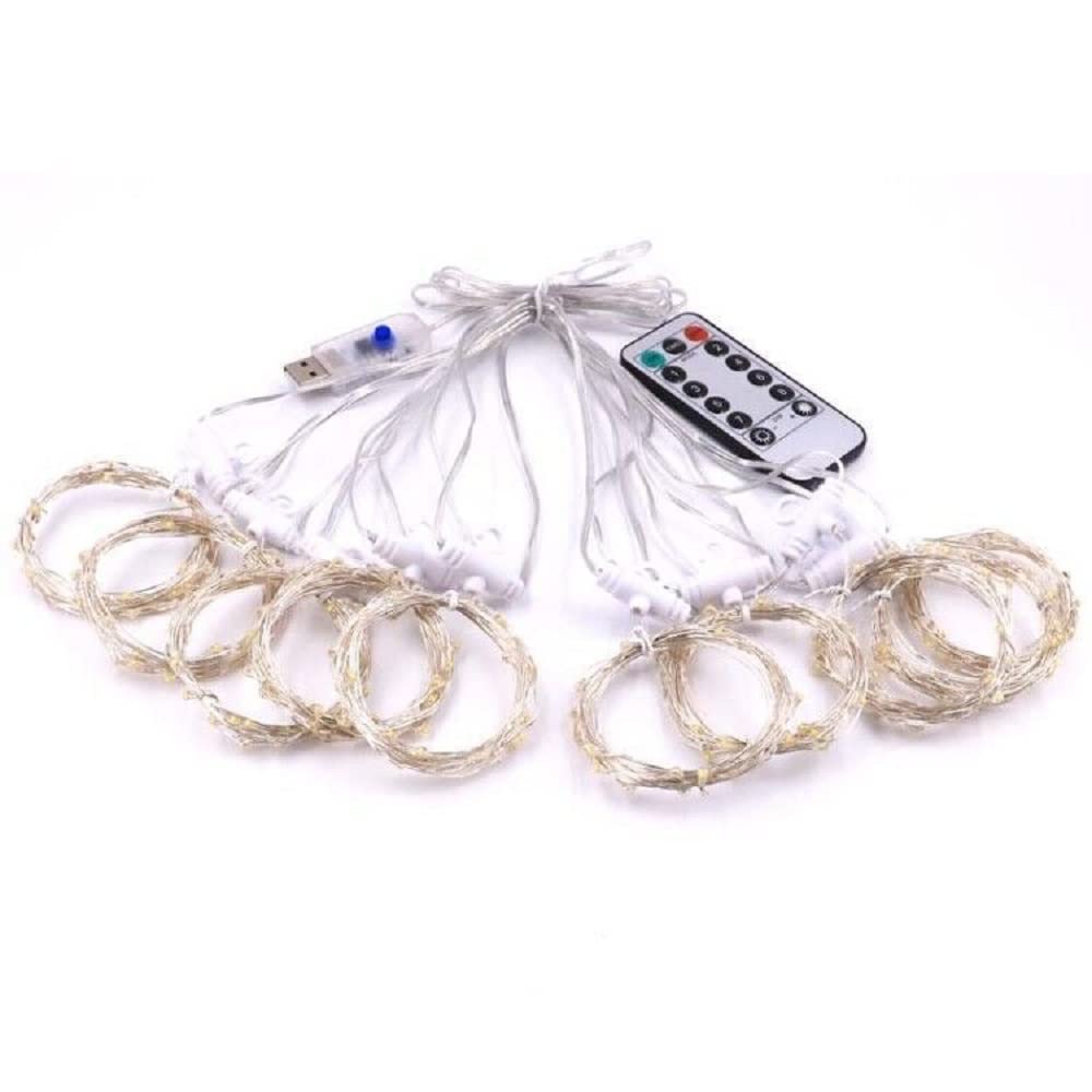 n Led Curtain Lights 9.8 ft and connectable with 300 led ,8 Modes USB with Remote,Waterpoorf for Christmas Bedroom Party Wedding Home Garden Wall Decorations(Warm White)