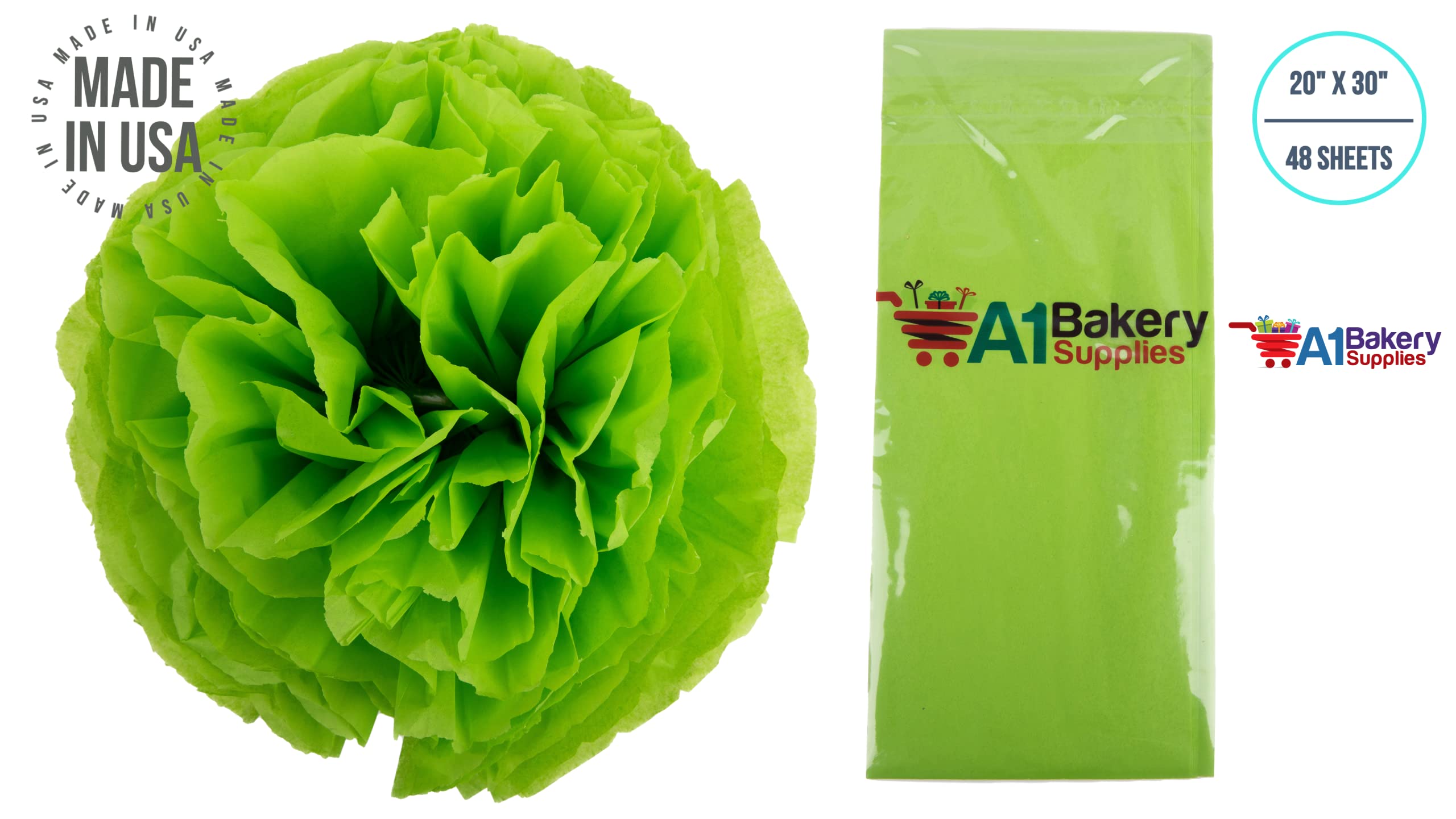 Bright Lime Tissue paper 20 x 30 Color Tissue paper 48 Pack Premium Quality Gift Wrap Tissue paper A1BakerySupplies