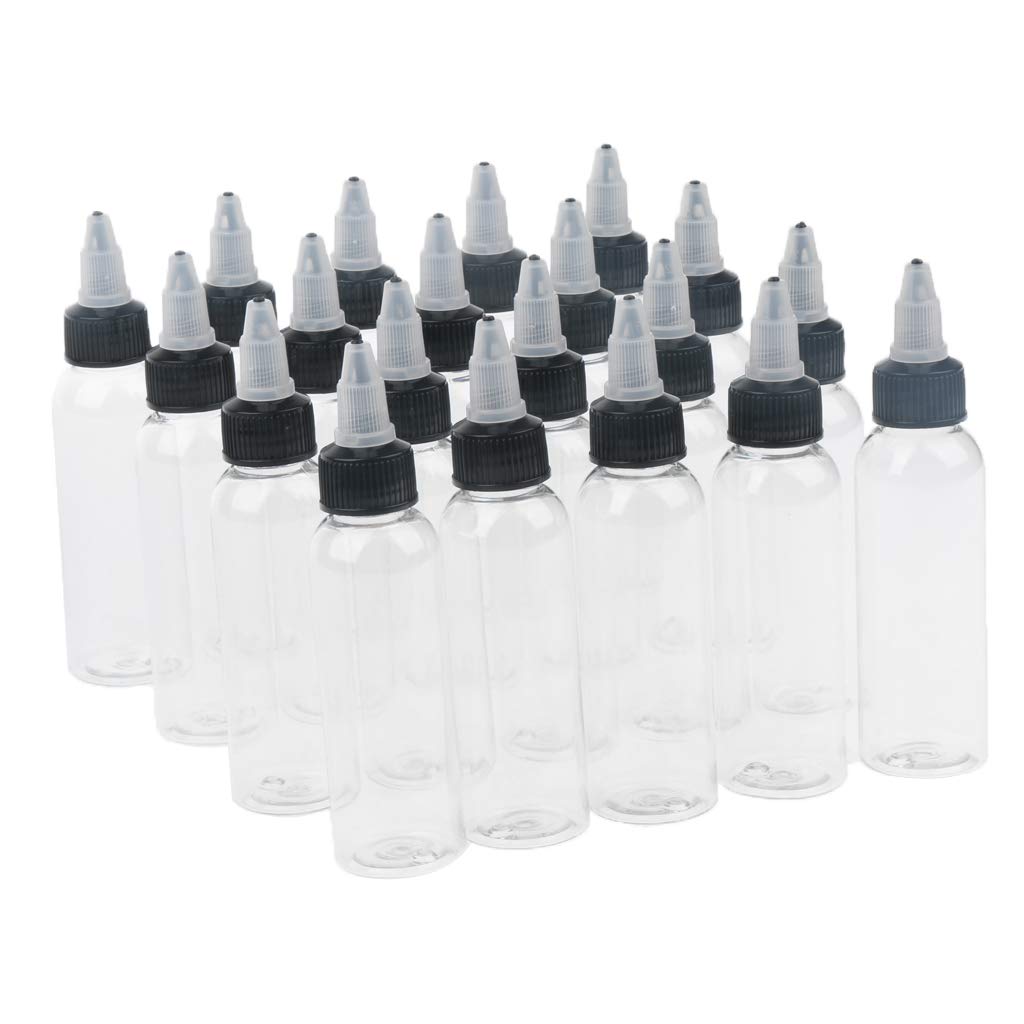 Bonarty 40 x Plastic Squeeze Squirt Condiment Bottles with Twist on Cap Lids - Perfect for BBQ, Condiments, Dressing, Arts and Craft (60ml)