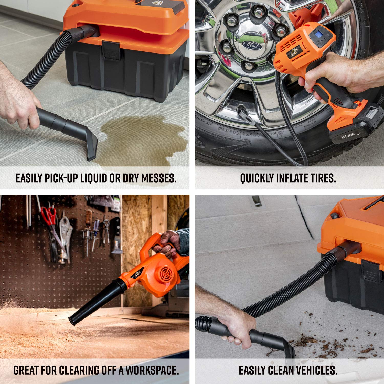 Armor All CKA203A Cordless 20V Utility Vac, 3-Tool Kit