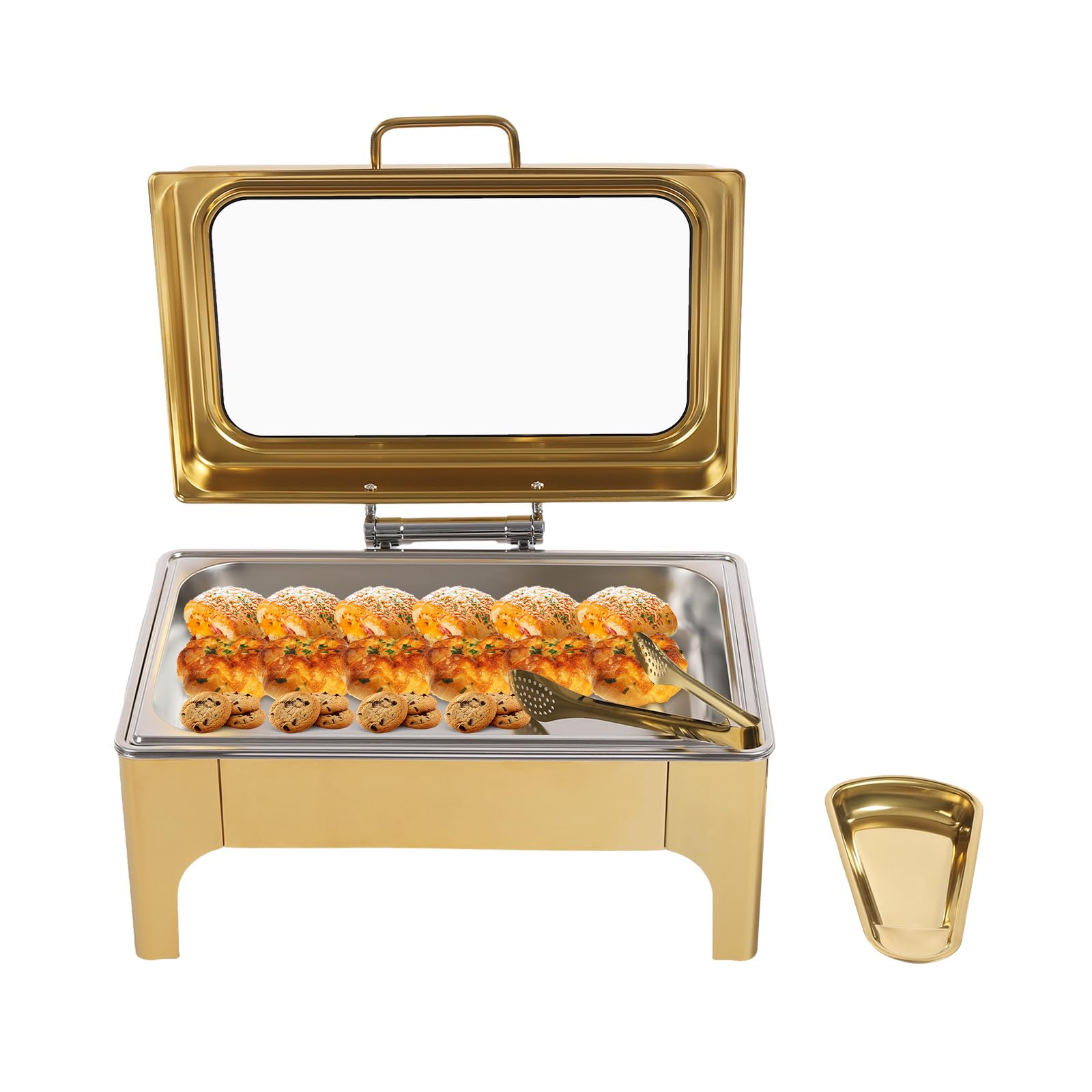 Chafing Dishes for Buffet, 10.5QT Rectangular Stainless Steel Chafing Dish Buffet Set with Glass Lid, Chafers and Buffet Warmers Sets for Catering Events Parties Weddings Dinners