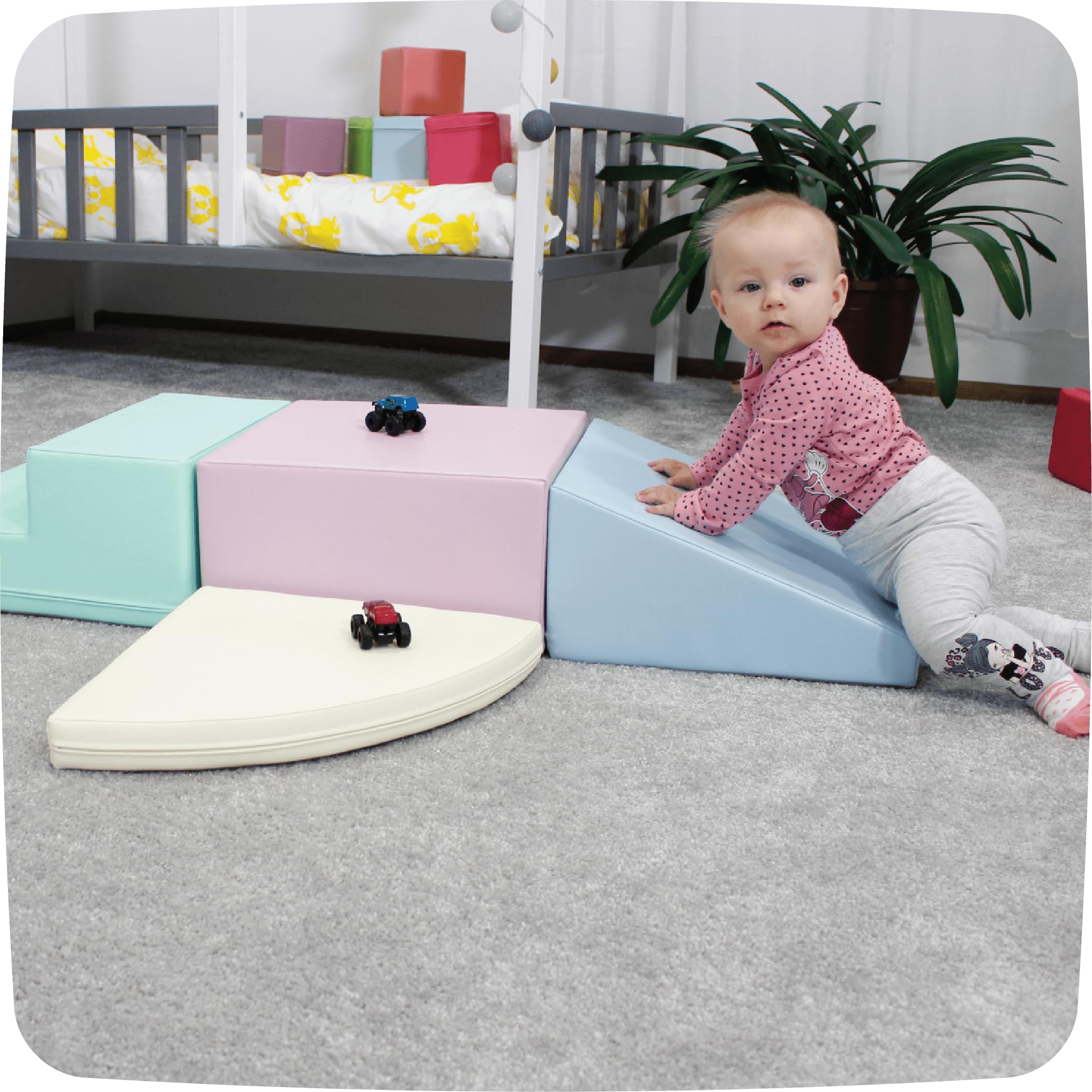 IGLU Set 6 Pastel Soft Play Forms, Large Foam Blocks, Baby Slide, Indoor Climbing Toys for Toddlers 1-3, Climbing Blocks, Baby Crawling Helper, Montessori Climbing Toys