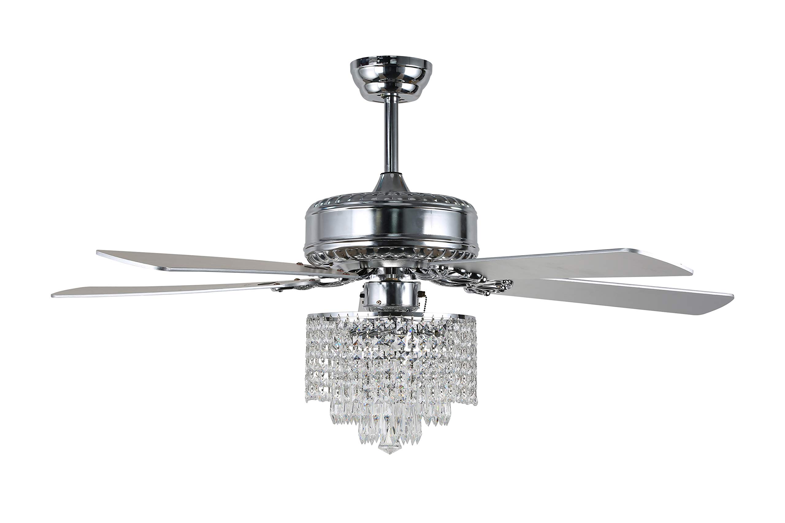 Bella Depot 52" Crystal Chandelier Ceiling Fan with Light and Remote, Dual-Sided Blades Modern Chandelier Fan for Living Room Dining Room Bedroom
