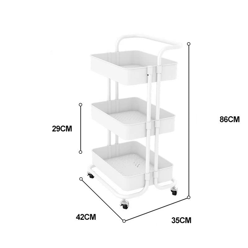 CXDTBH Kitchen Storage Rack Living Room Bathroom Office Rack Trolley Food Clothes Storage Box 3 Tiers (Color : E, Size : 86cm*42cm)