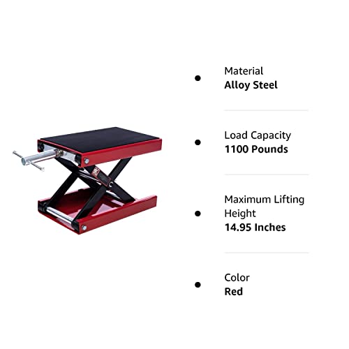 Apextreme 1100 LB Motorcycle Lift Scissor Jack Wide Deck Hoist Stand Maintenance Bikes ATVs Garage Repair Stands Lift Jack
