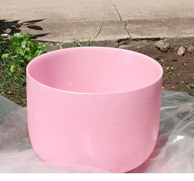 KVKA Pink Color F Note Heart Chakra Quartz Crystal Singing Bowl 8 inch with Carrying Case for healing sound Yoga