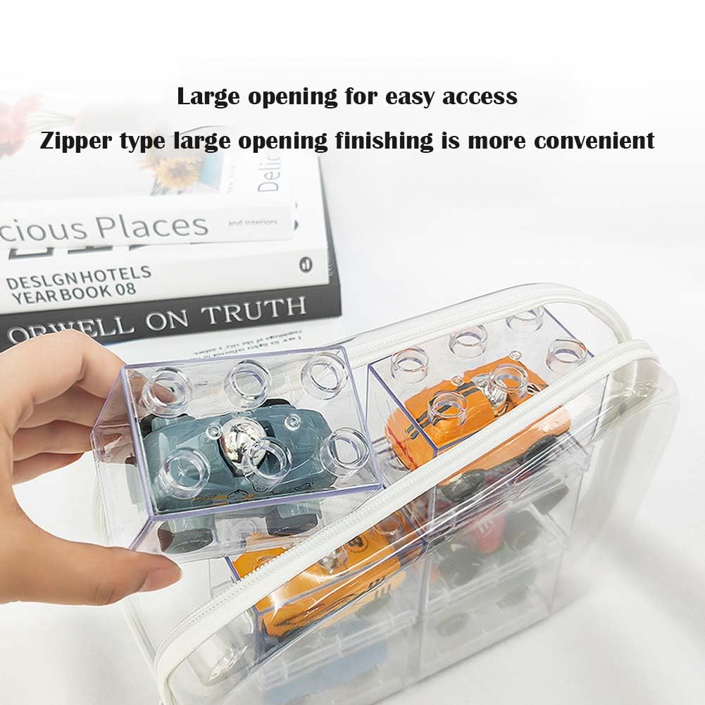Clear Zipper Storage Bags Hard Shell, Clear Hard Shell Zipper Case, Zippered Transparent Cases for Snacks, Portable Waterproof Cosmetic Bag with Zipper, for Travel Essentials - White (S)