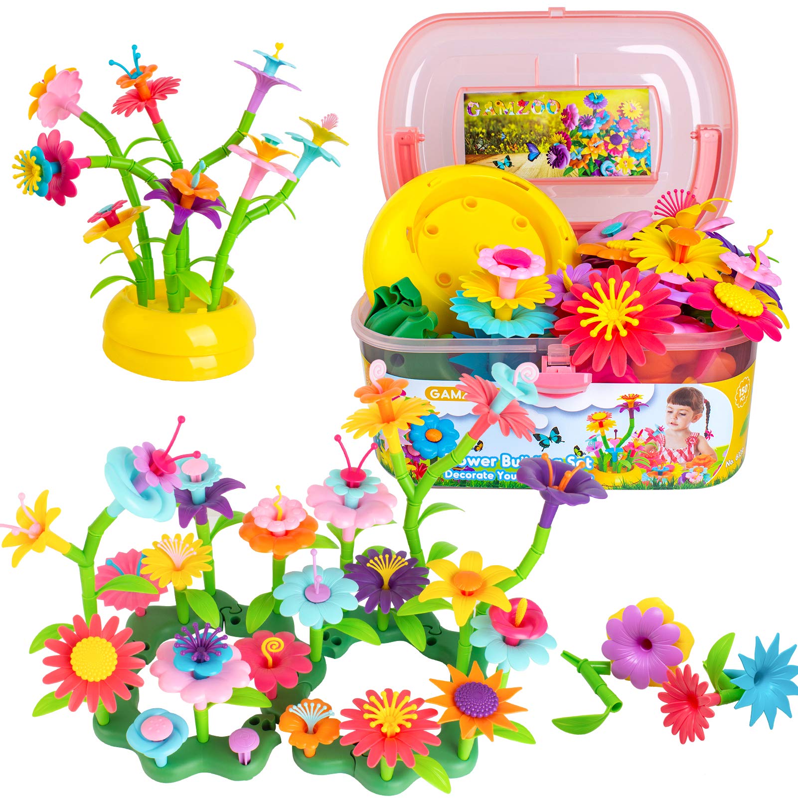 GAMZOO Flower Garden Building Toys for Girls 3-6 Year Old - Best Birthday Gift for Preschool Toddlers (150pcs)