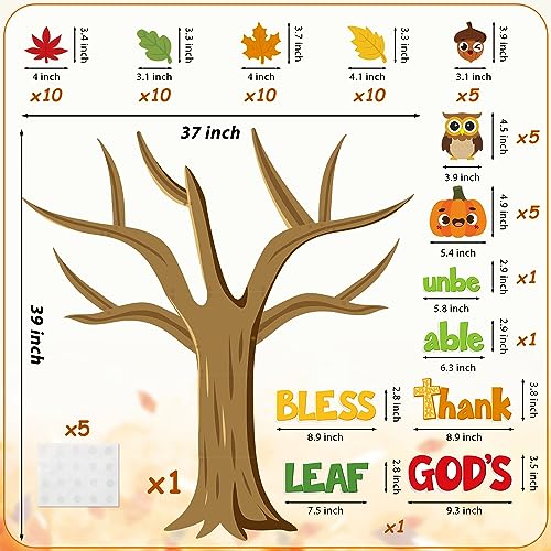 CY2SIDE 80PCS Fall Thankful for God’s Unbeleafable Blessings Cutouts for Bulletin Board Border Sets Maple Leaves Pumpkin Thankful Trees Cutout Trim Borders Religious Sunday School Bulletin Board Decor