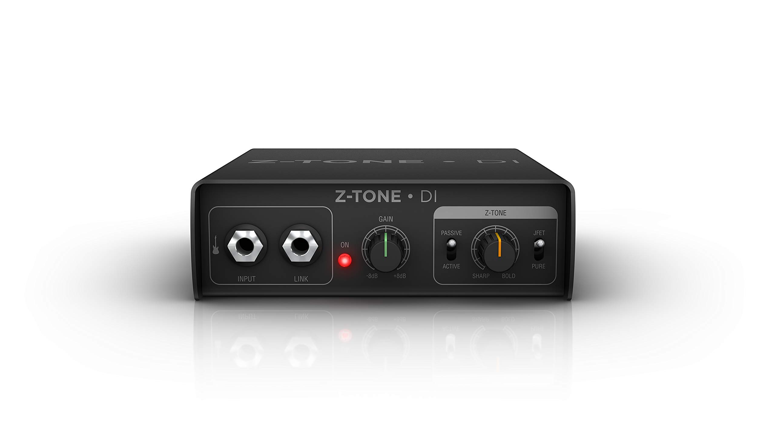 IK Multimedia Z-Tone DI Instrument preamp, Direct Box with Active/Passive Pickups selector, switchable Pure/JFET Channels, and Ground Lift for use as a reamp Box