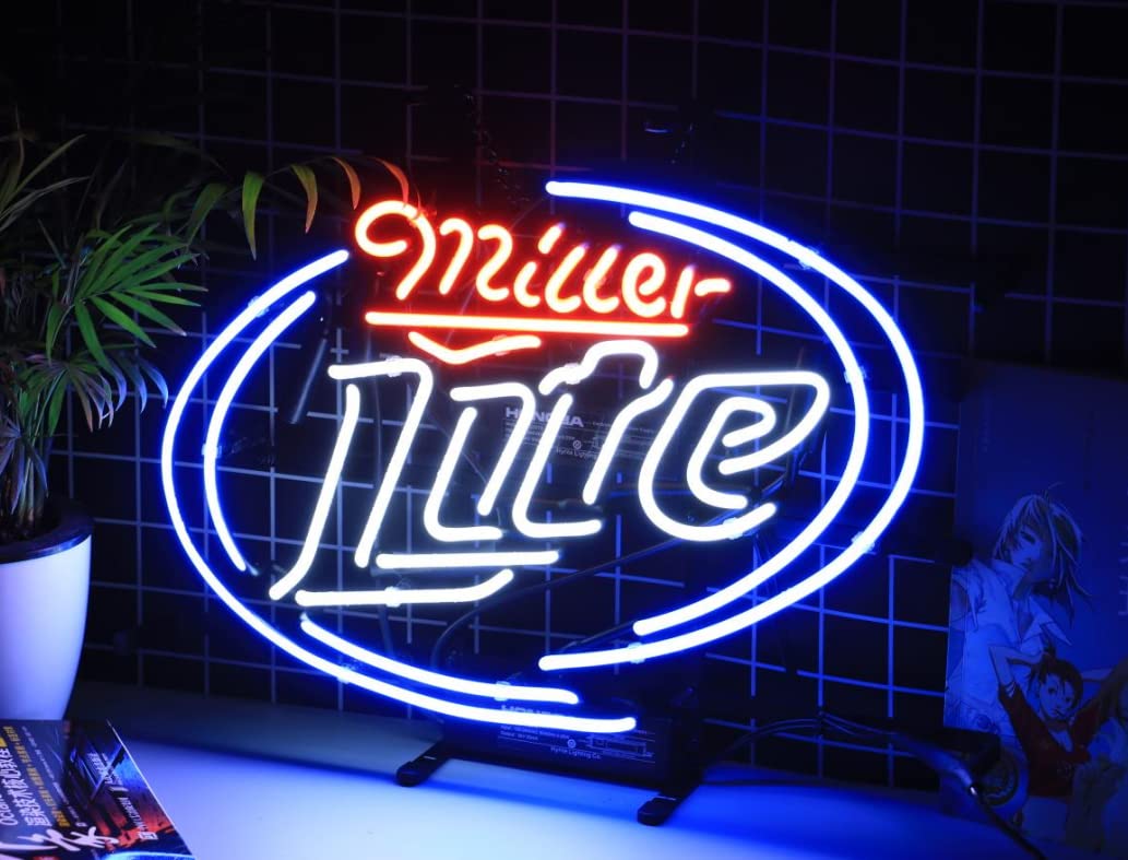 Mirsne Neon Light Signs, 17 Inch Bar Beer Neon Signs, Handmade Glass Neon Signs, Unique Neon Bar Beer Signs for Mancave Bedroom Home Bar. (Multi-Colored 1)