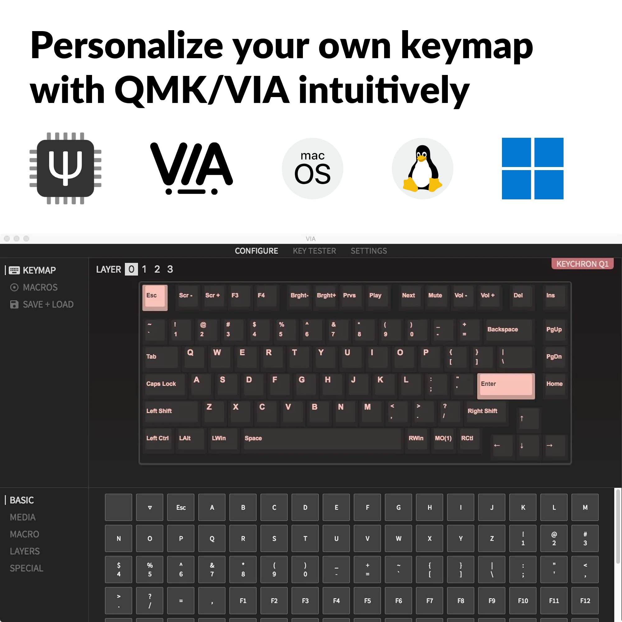Keychron Q1 75% Layout RGB Hot-swappable Wired Custom Mechanical Keyboard, QMK/VIA Programmable Macro with Gateron G Pro Brown Switch Double Gasket Compatible with Mac Windows Linux (Grey) -Version 2