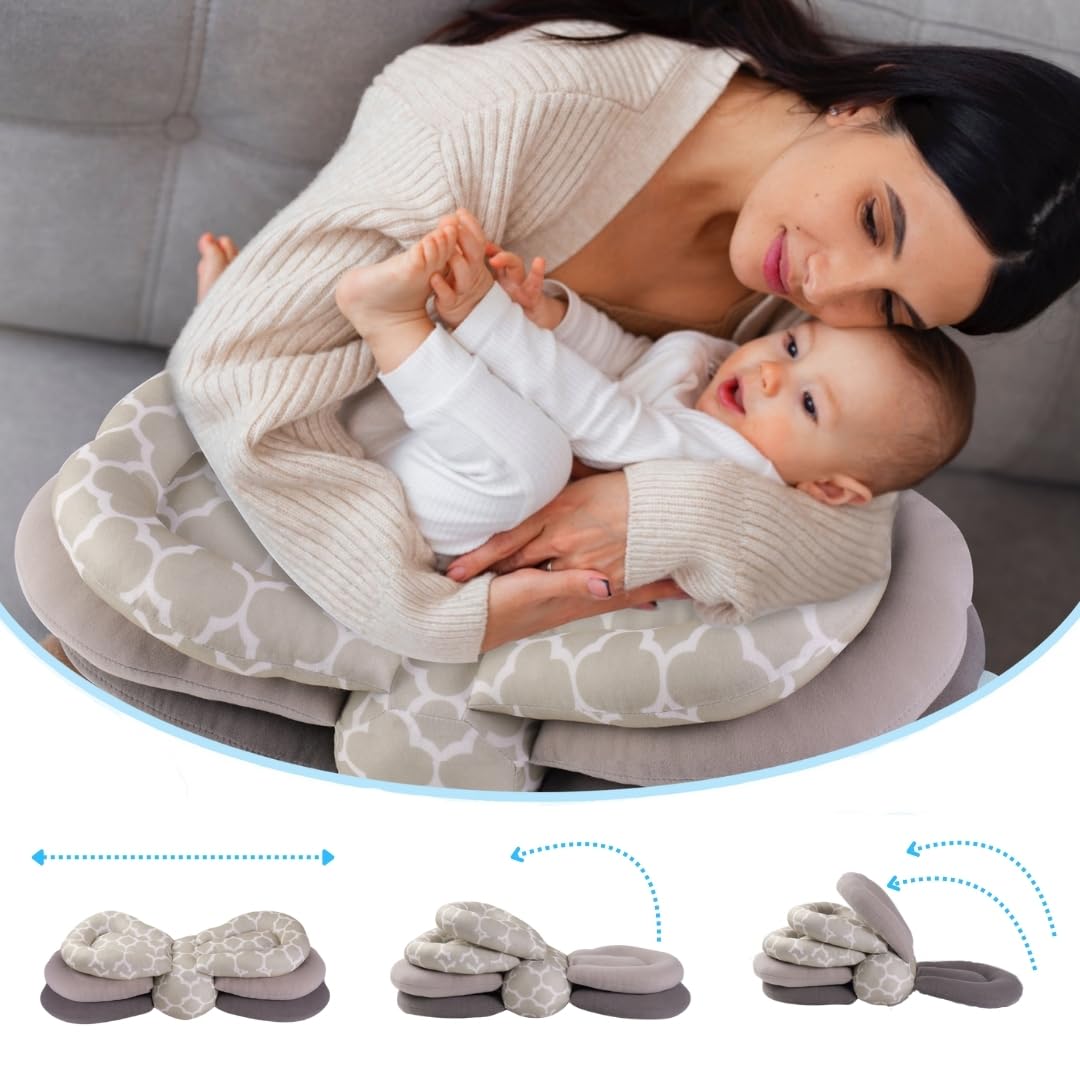 bodreamz Nursing Pillows for Breastfeeding, Butterfly Style Adjustable and Multi-Layer, Breastfeeding Pillows for Newborns Made of Composite Fiber and Cotton, Includes 3 Ultra-Soft Baby Towels