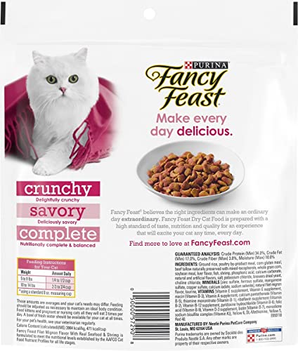 Fancy Feast Gourmet Dry Cat Food - Filet Mignon Flavor with Real Seafood & Shrimp - 3 Pack (3 Pounds Total)