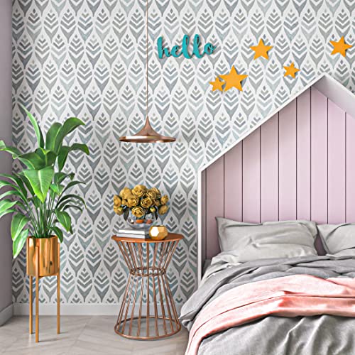 Grey Leaf Wallpaper Peel and Stick Wallpaper for Bedroom Bathroom Boho Contact Paper for Cabinets Bathroom Removable Wallpaper Self Adhesive Modern Waterproof Vinyl Wallpaper Kitchen 17.3‘’×78.7‘’