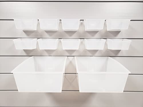 CrownWall Storage Bins Designed for Slatwall, Plastic Bin kit - 12 Pack
