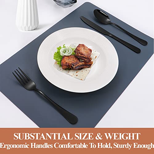 Lazycorner 30 Pcs Black Silverware Set for 6, Food Grade Stainless Steel Flatware Set Include Fork/Knife/Spoon, Mirror Polished Eating Utensils Sets, Durable Silverwear Cutlery Set, Dishwasher Safe