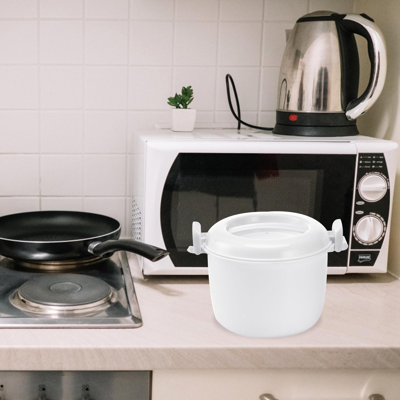 DOITOOL Microwave Rice Cooker Mini Microwave Steamer Microwave Rice Maker Vegetable Steamer Pot Microwave Cookware with Lid for Rice Vegetables, 18X18X15CM