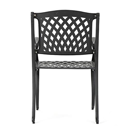 Christopher Knight Home Hallandale Outdoor Cast Aluminum Chairs, 2-Pcs Set, Antique Matte Black