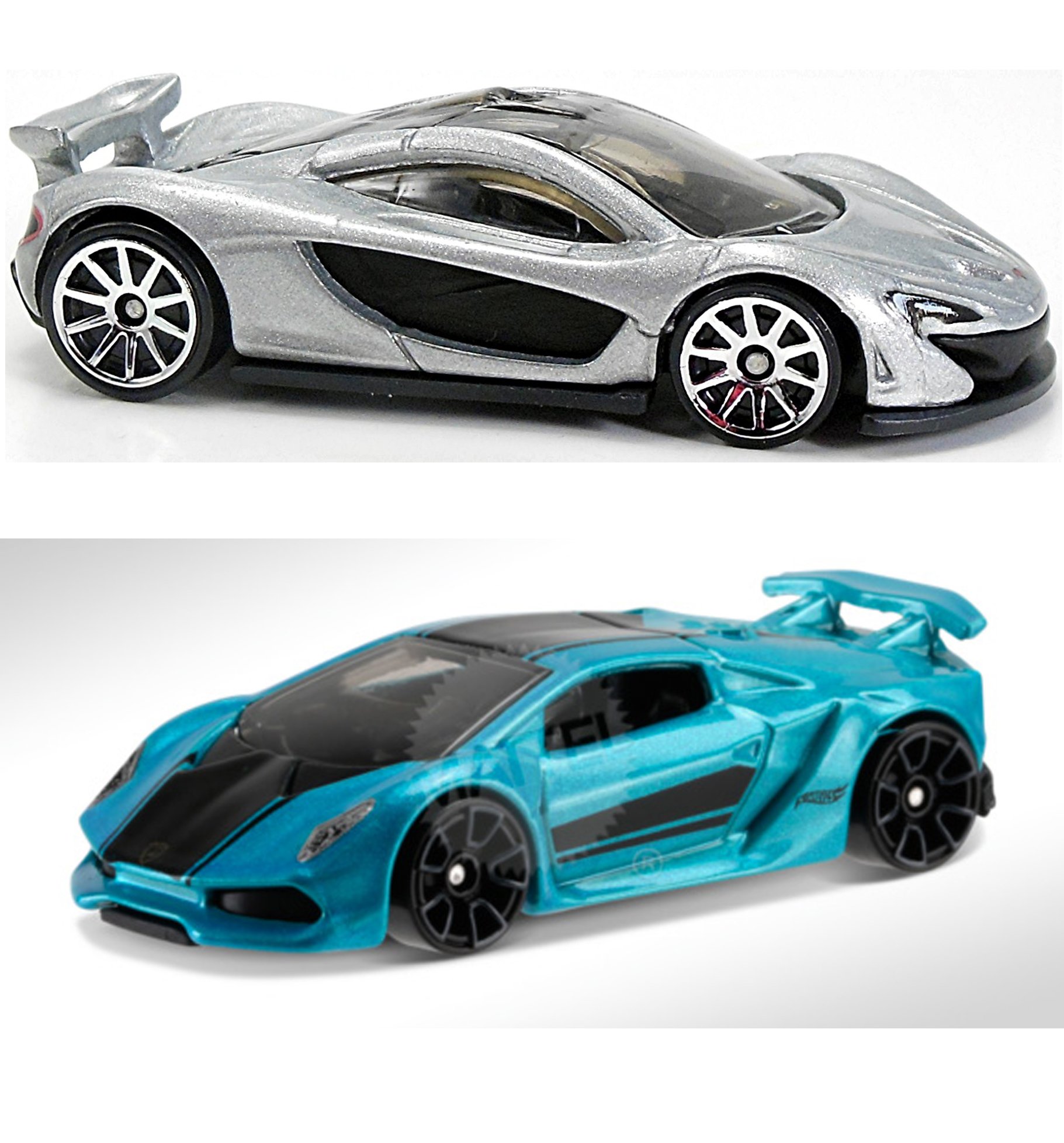 Hot Wheels 2016 McLaren p1 Silver & Lamborghini Sesto Elemento 2-Car Bundle Set