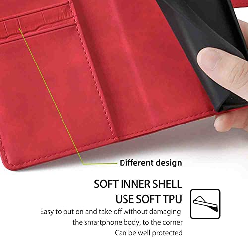CYR-Guard Phone Cover Wallet Folio Case for Oppo REALME 7 PRO, Premium PU Leather Slim Fit Cover for REALME 7 PRO, Unique Design, Red