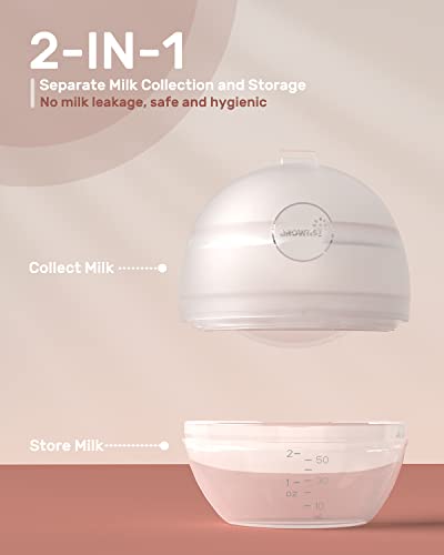 Grownsy Manual Breast Pump, Silicone Milk Collector Shells for Breastmilk, Wearable Breast Milk Catcher for Breastfeeding, Kick-Proof with Sealed Flange, Breastfeeding Essentials for Nursing Newborns