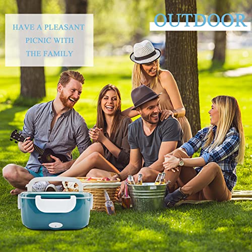 COROTC Electric Lunch Box,1.5L 3 In 1 Portable Food Warmer Lunch Box For Car And Home, 12v 24v & 110v Heated Lunch Box Includes Removable 304 Stainless Steel Tray Spoon & Fork And Carry Bag¡