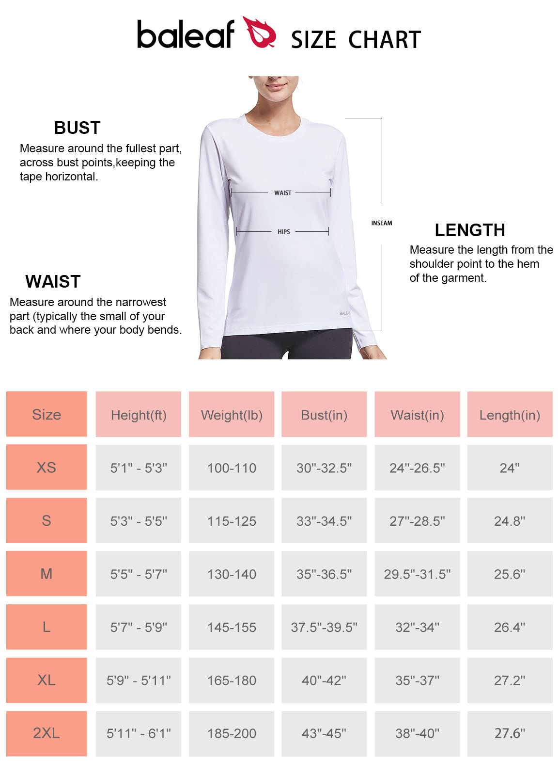 BALEAF Women's Long Sleeve Workout Tops Moisture Wicking Running Athletic Activewear UPF Tops Lightweight Soft White Size XS