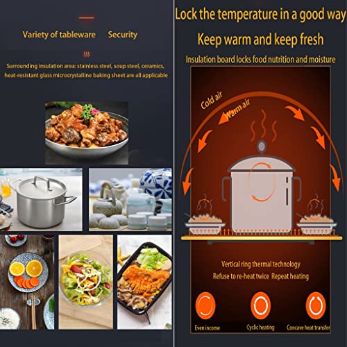 Food and Plate Warming Tray Electric Warming Tray with Adjustable Temperature Control 360° Rotation Glass Top Hot Plate Food Warmer Buffets Server for Party (1800w)