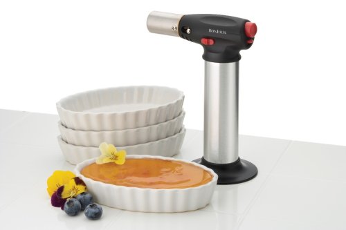 BonJour Chef's Tools Butane Crème Brûlée Torch and Porcelain Ramekin Set, 5-Piece, Stainless Steel, One Size - 53489